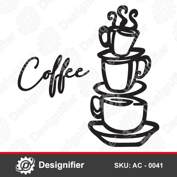 Coffee Bar Sign Pieces DXF AC 0041, Wall Sign Rustic Wooden Coffee Cup ...