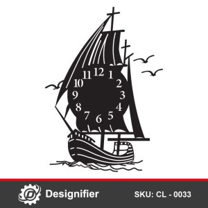 Sail Boat Wall Clock DXF CL0033, CDR File Ready For Laser CNC Cut ...