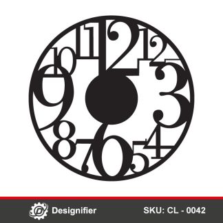 Random Digits Wall Clock DXF CL0042, CDR SVG File Ready To Laser Cut ...