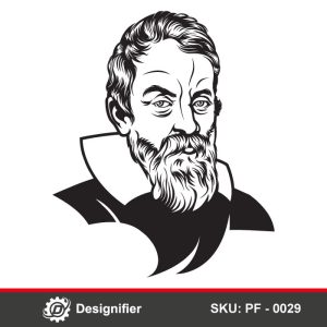 Galileo Galilei Face DXF PF0029, CDR File Ready to Cut With Laser and ...
